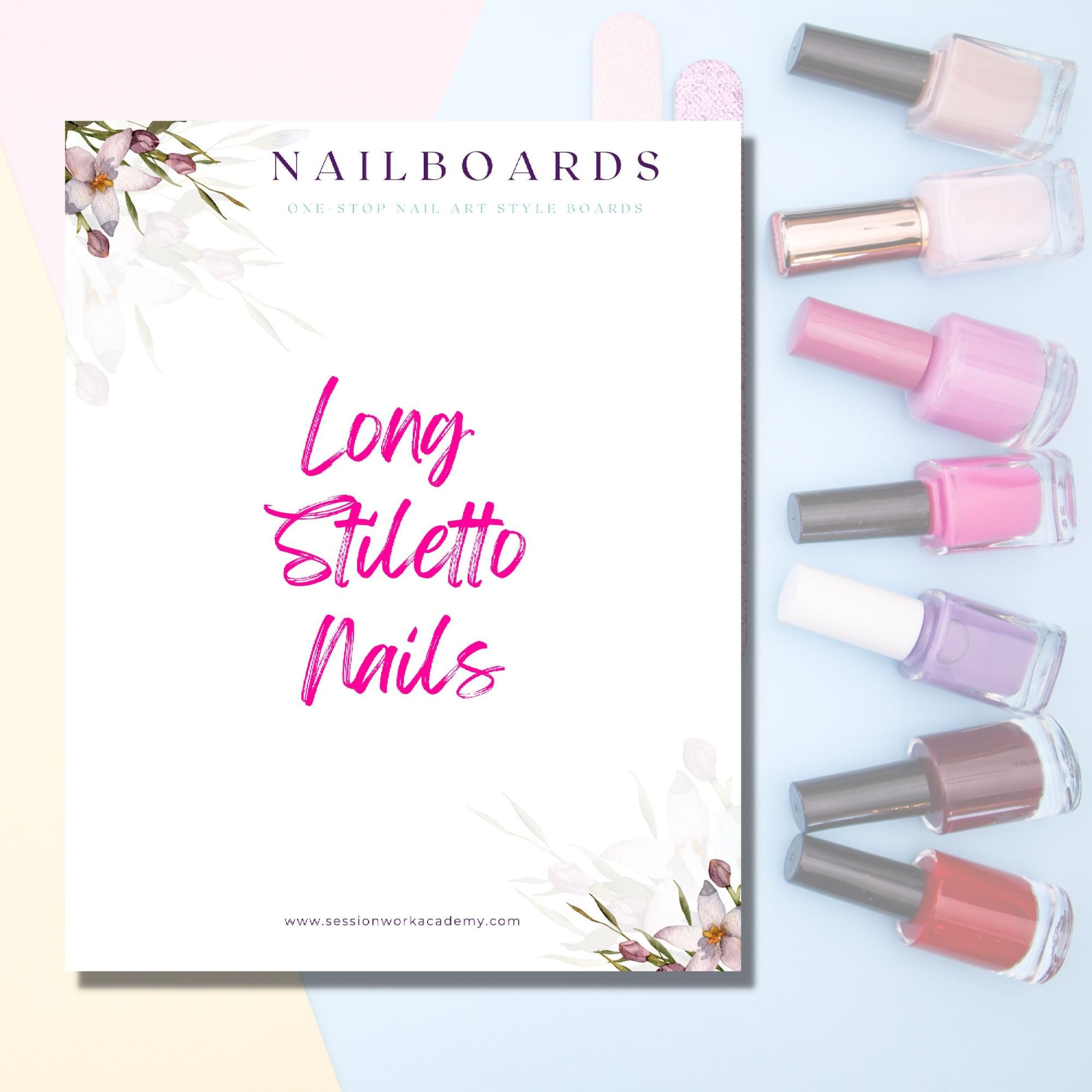 Nail Art Templates: Long Stiletto Nail Design Template | US Letter ...