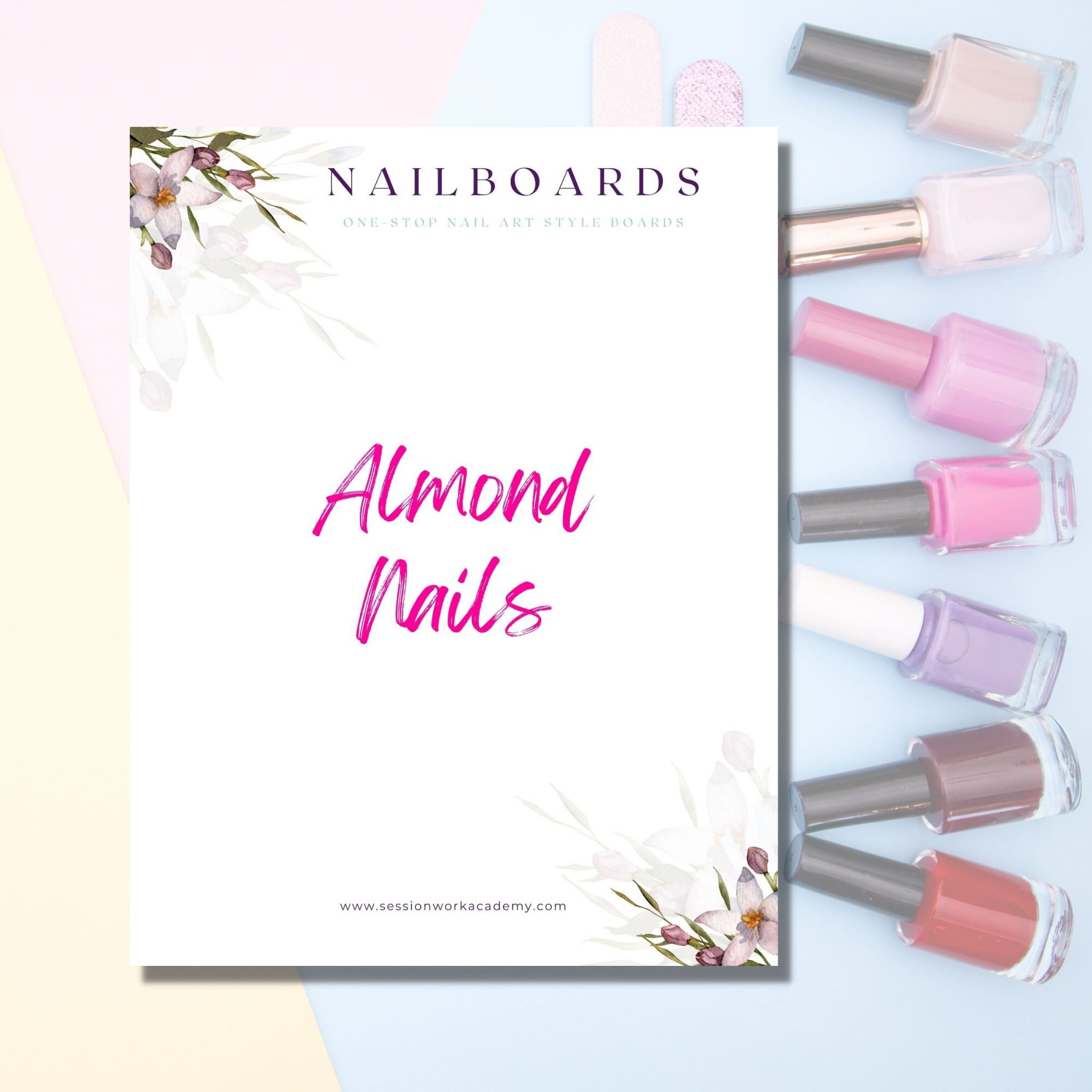 Nail Art Templates: Almond Nail Design Template | US Letter | Digital ...