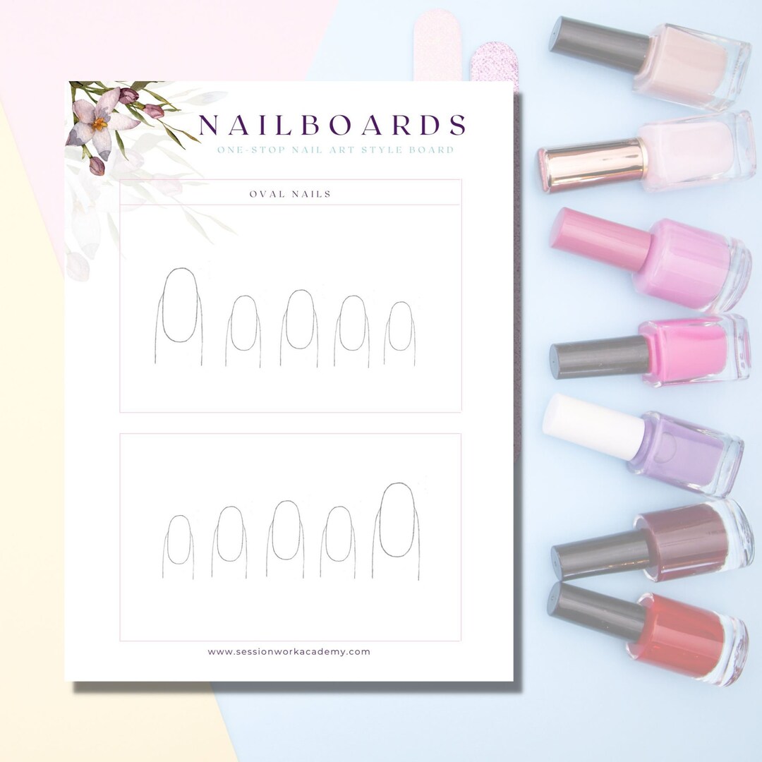 Nail Art Templates: Oval Nail Design Template | A4 | Digital PDF ...
