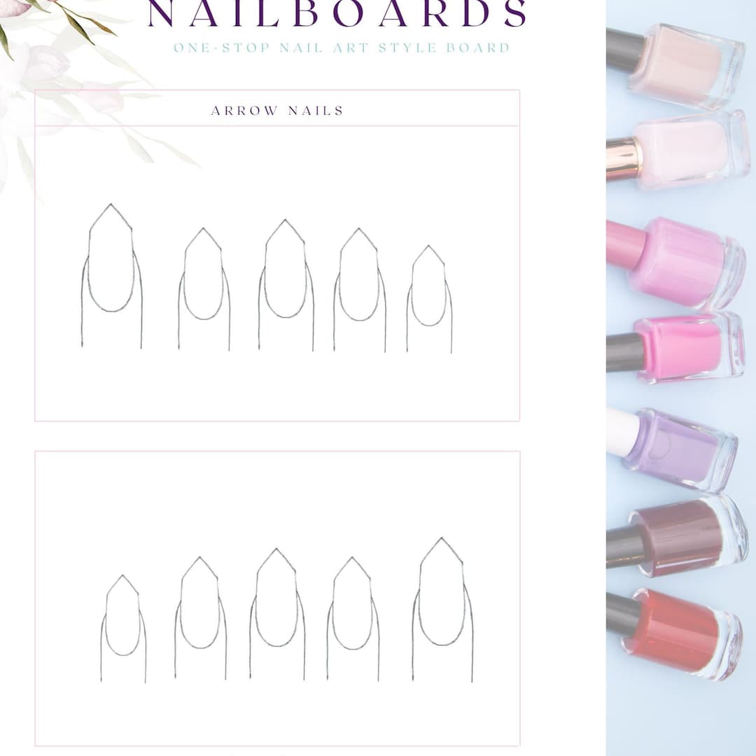 Nail Art Templates: Arrow Nail Design Template | US Letter | Digital ...