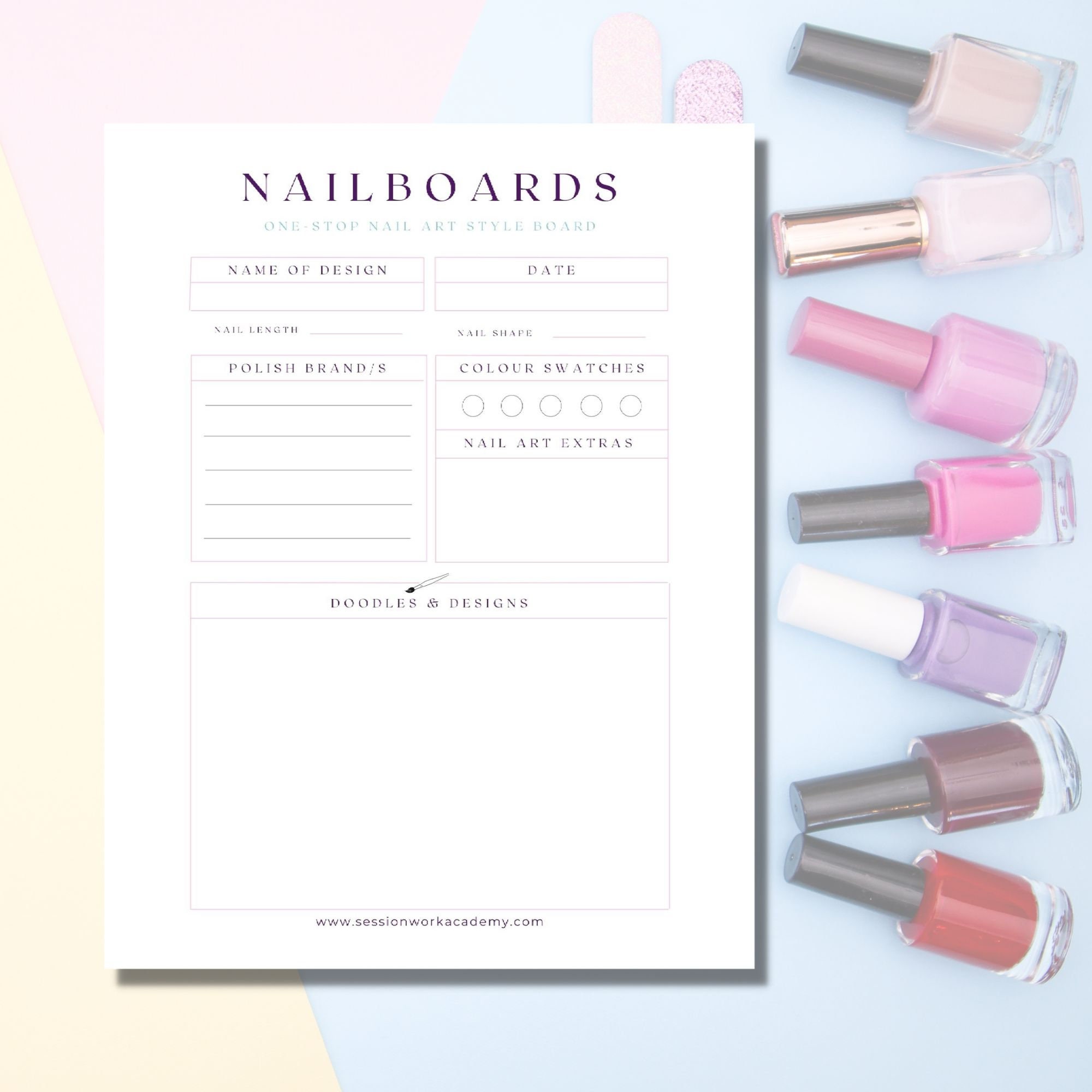 Nail Art Templates: Stiletto Nail Design Template | US Letter | Digital ...