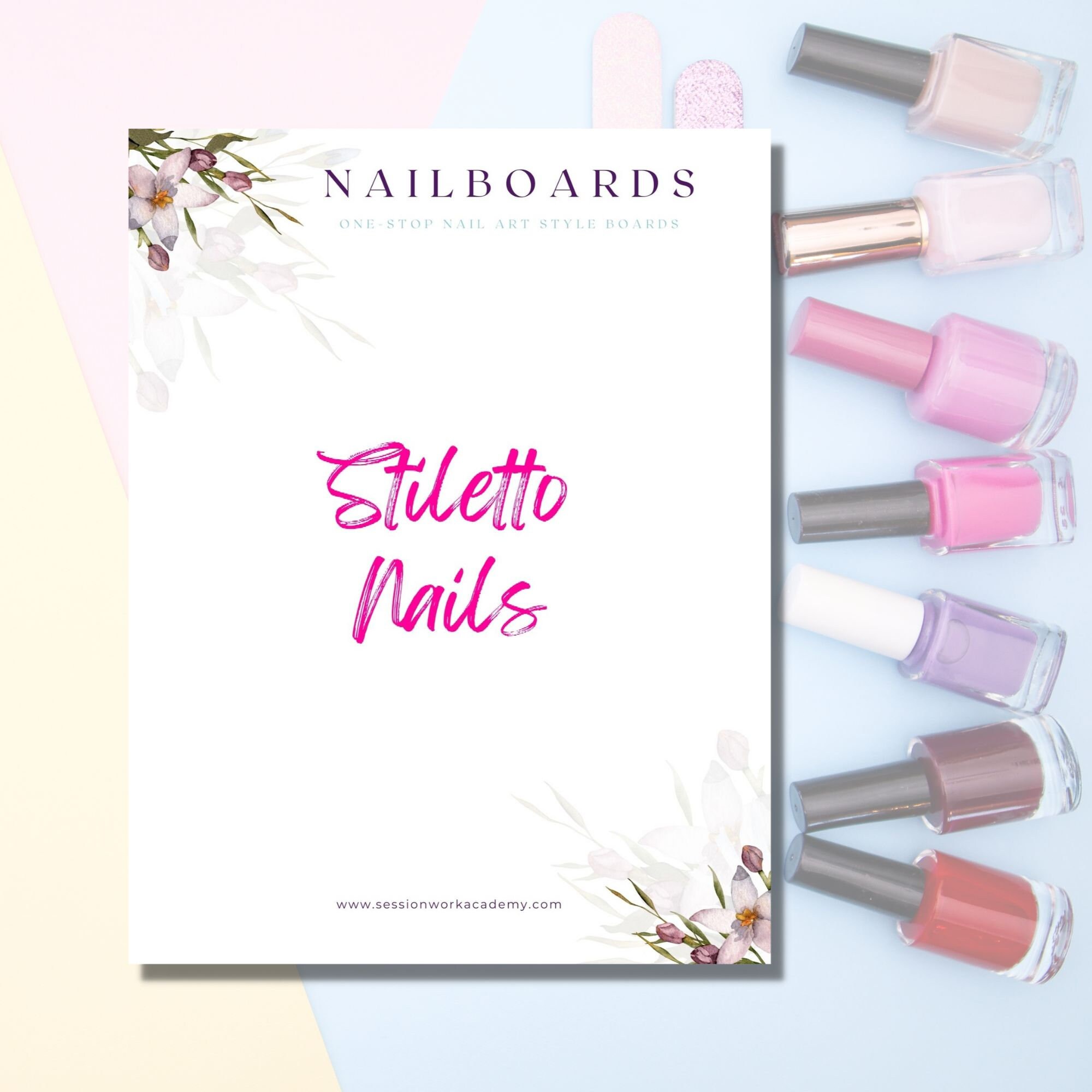 Nail Art Templates: Stiletto Nail Design Template | US Letter | Digital ...