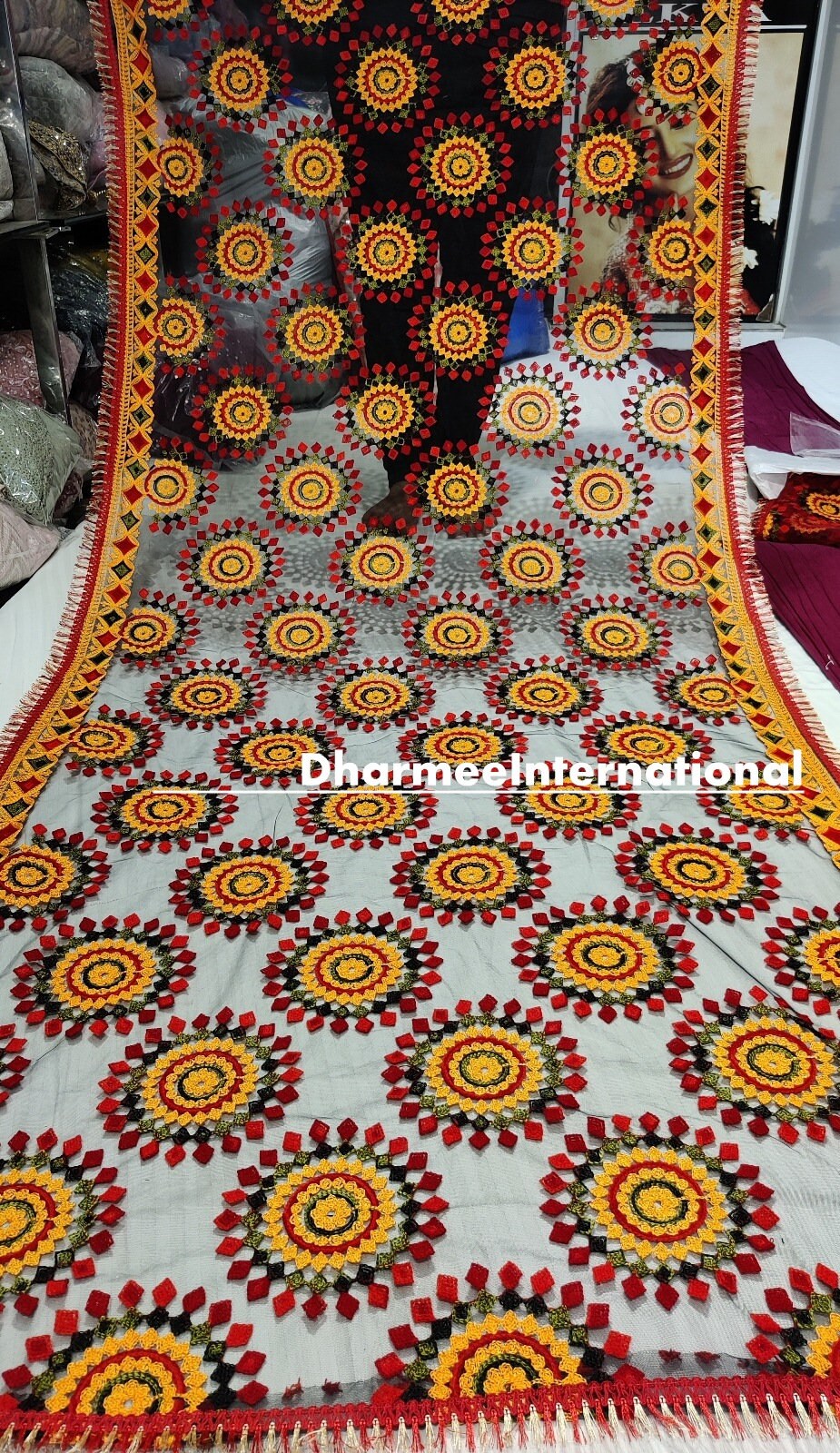 Fancy Color Dupatta Phulkari Net Dupatta Scarf White - Etsy