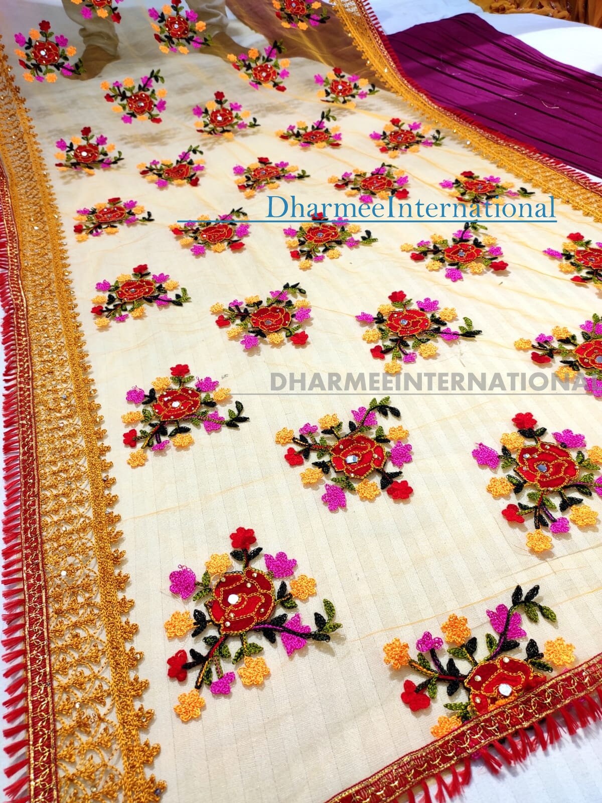 Fancy Color Dupatta Phulkari Net Dupatta Scarf White - Etsy