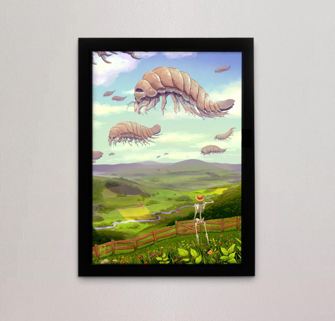 Isopod Art Print With Ghibli Vibes, Anime Skeleton Art Print for Study ...