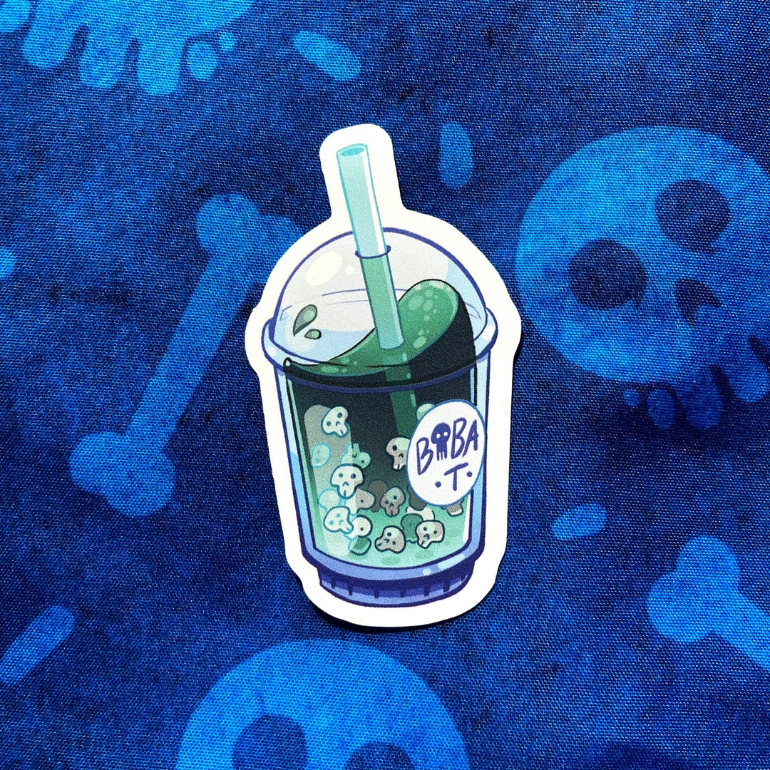 Spooky Boba Tea Sticker Drinks Skull Boba Sticker Food and - Etsy