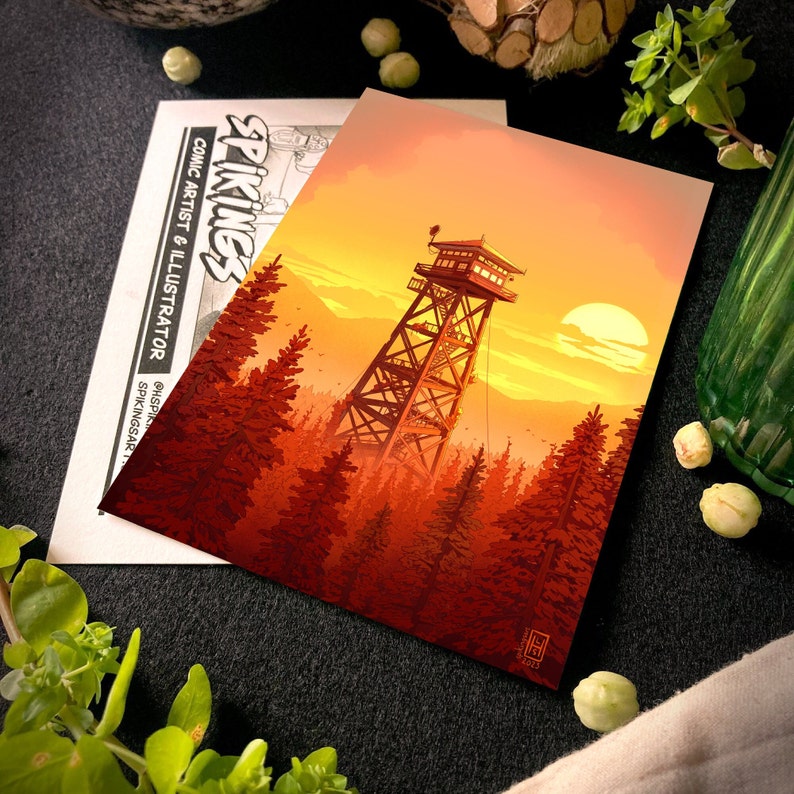 Fire Tower Lookout Art Print With Nature Vibes, Firewatch Wall Art for ...