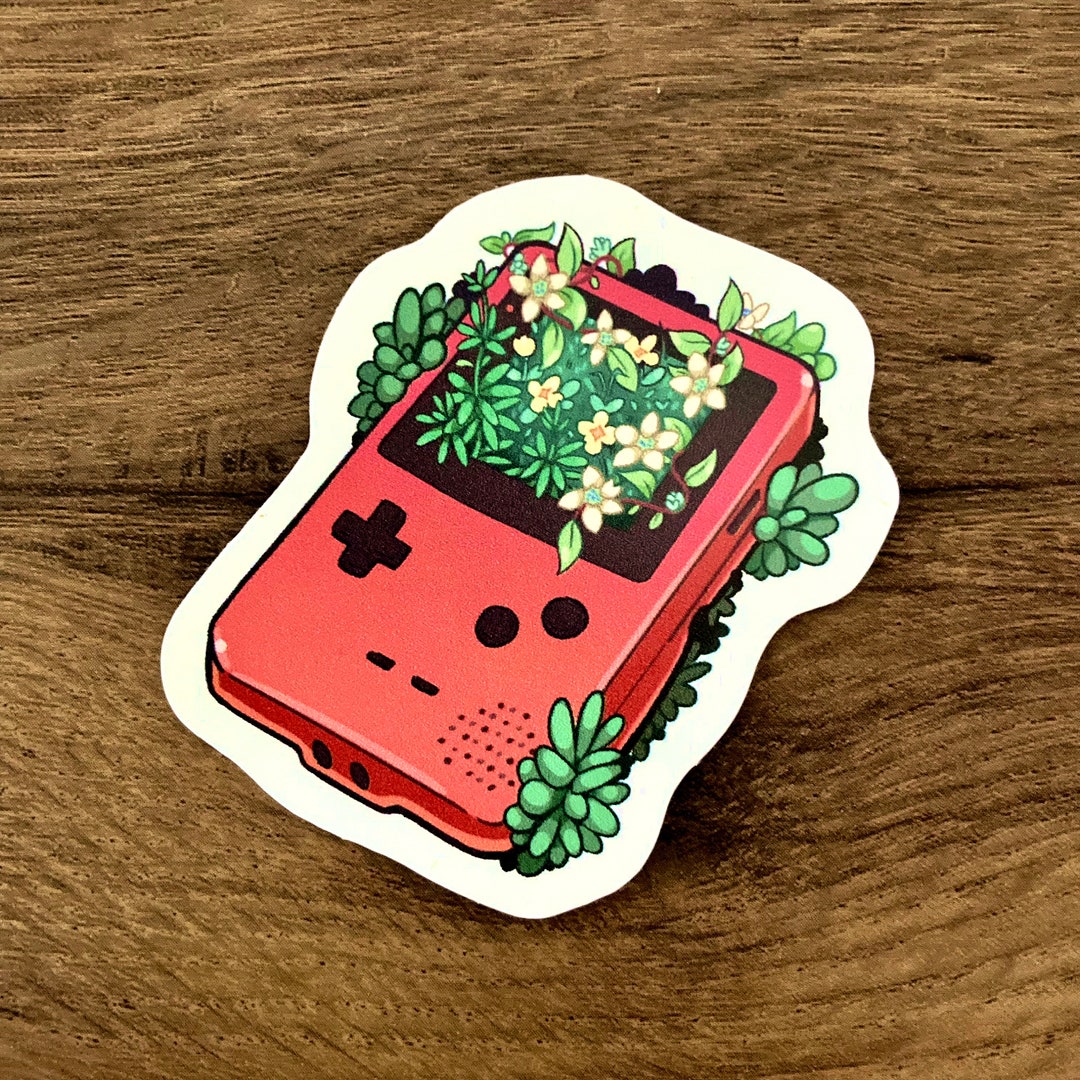 Red Gameboy Weeds Sticker, Retro Gaming, Floral Gameboy, Nostalgia ...