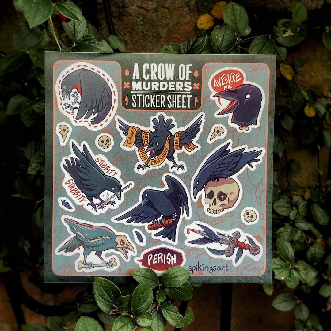 Murder of Crows Sticker Sheet, Crow Stickers, Corvid Theme, Waterproof ...