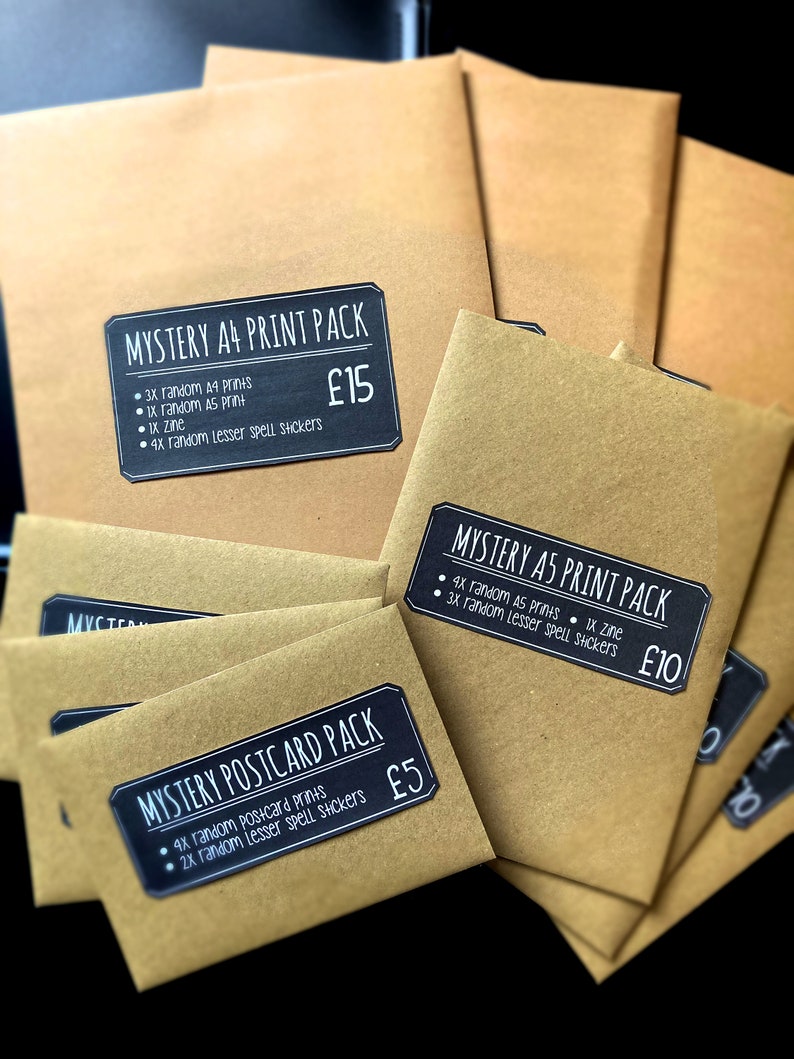Mystery Postcard Pack, Lucky Dip, Art Print, Die Cut Sticker, Zines ...