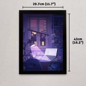 Lo Fi Study Art Print for Dorm Decor, Purple Lofi Print With Nostalgia ...