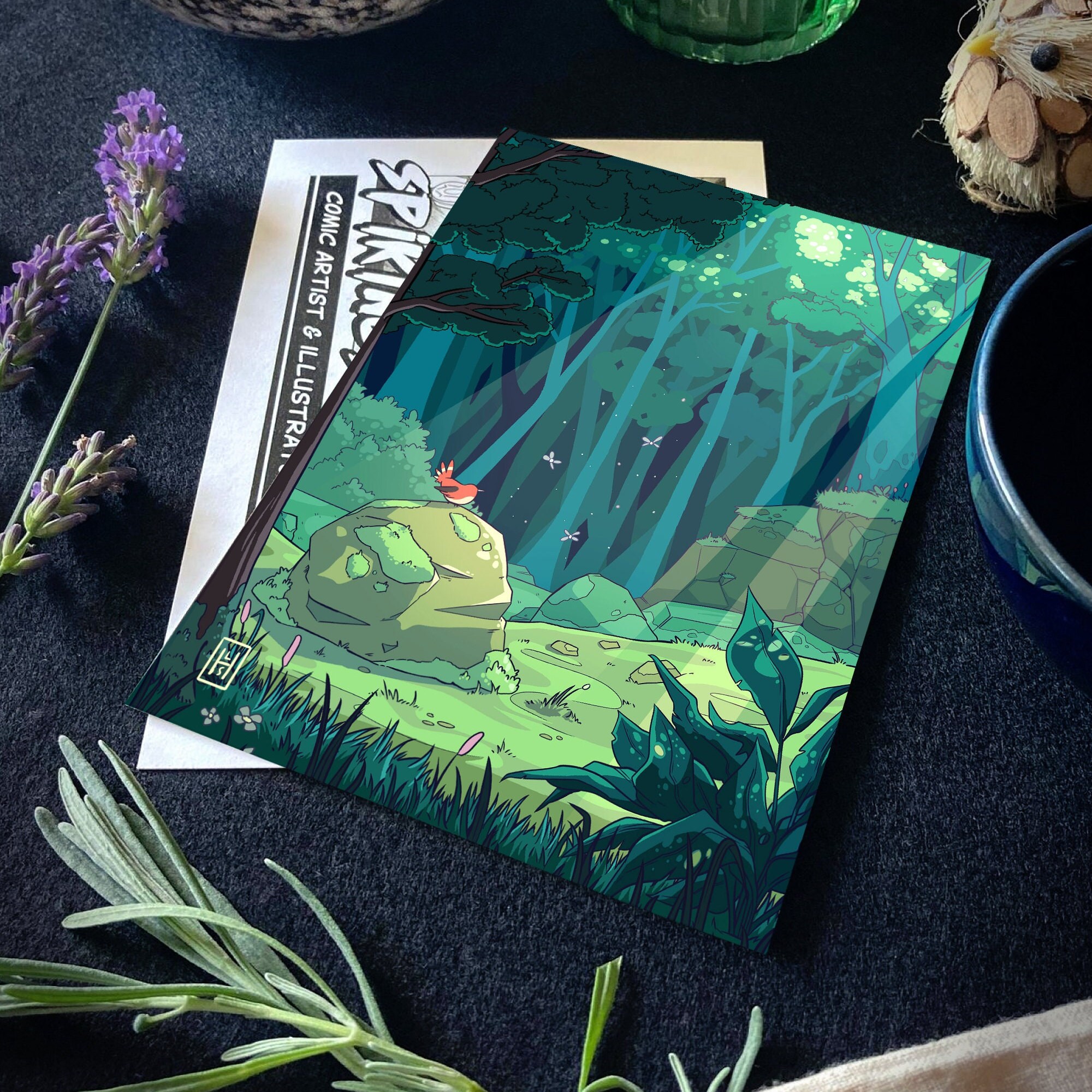 Wald Anime Kunstdruck für Schlafzimmer, Grüne Landschaft Kunstdruck mit ...