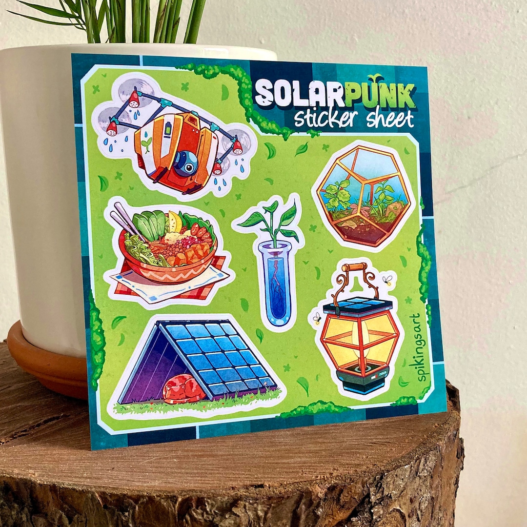 Solarpunk Sticker Sheet, Solarpunk Stickers, Eco Friendly, Cottagecore ...