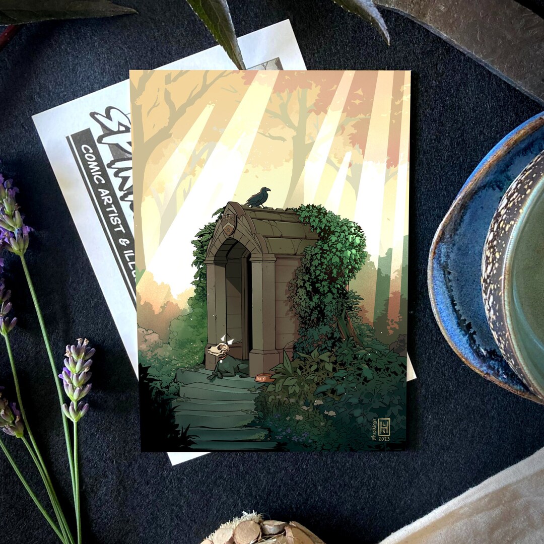 Spooky Forest Crypt Anime Art Print for Dorm Decor, Dark Cottagecore ...