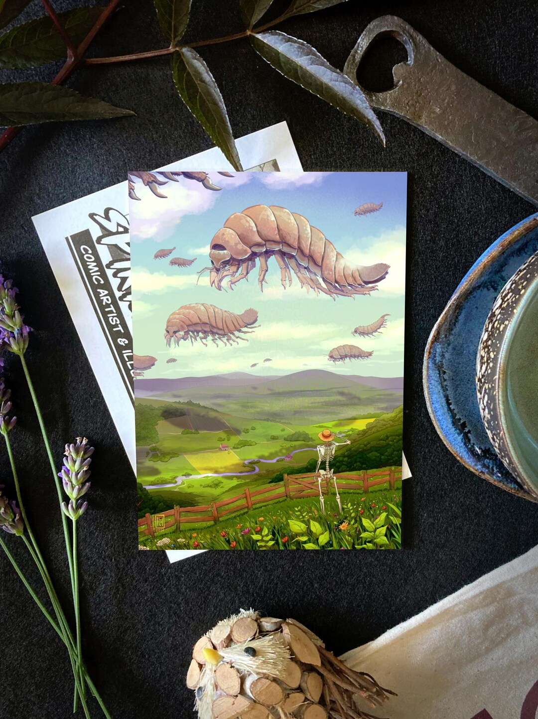 Isopod Art Print With Ghibli Vibes, Anime Skeleton Art Print for Study ...