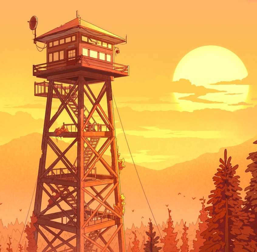 Fire Tower Lookout Art Print With Nature Vibes, Firewatch Wall Art for ...