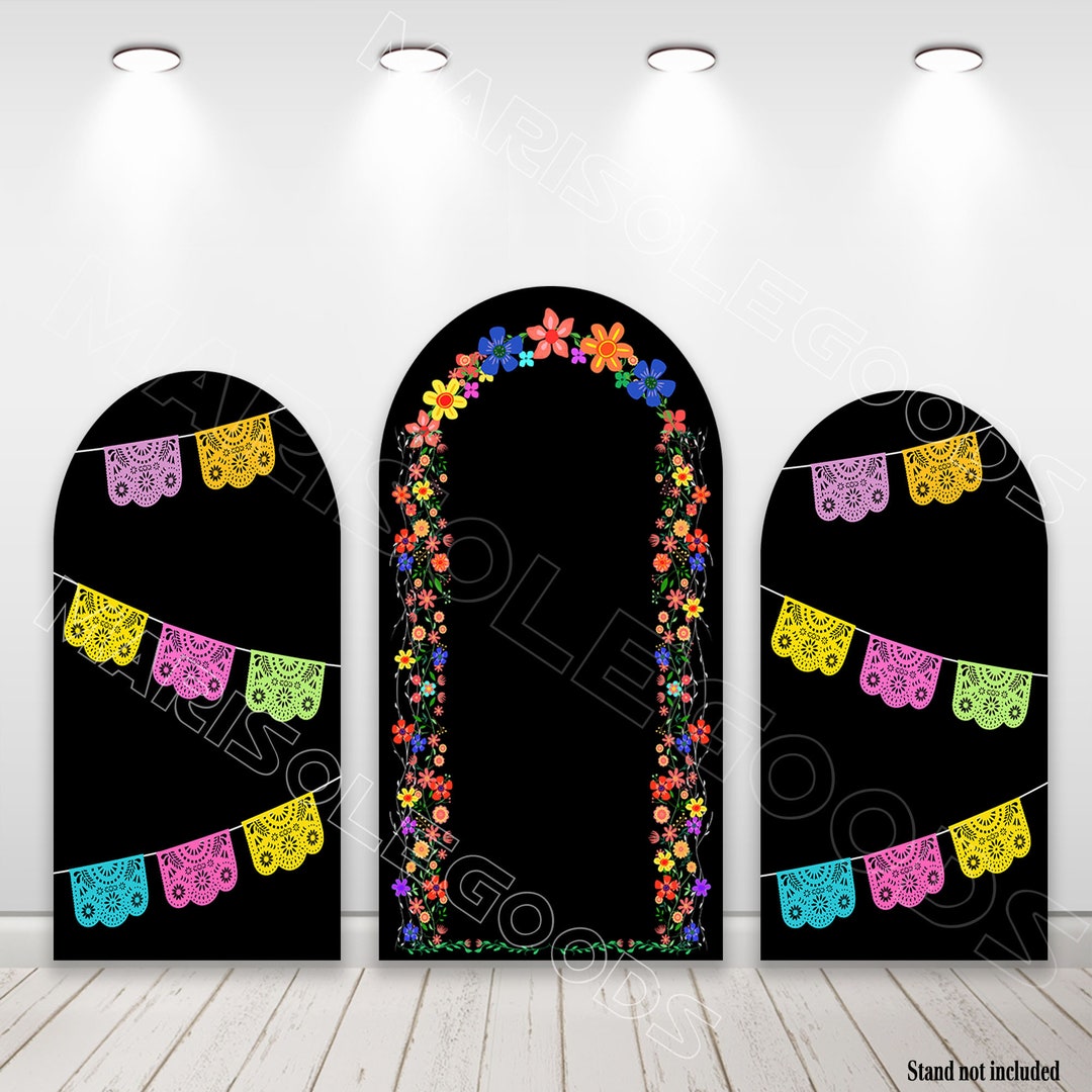 Mexican Style Cielito Lindo Backdrop Colorful Flowers Double-sided ...