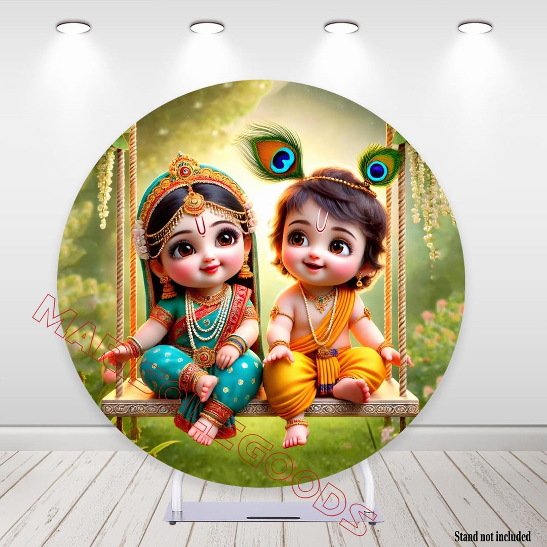 Krishna Theme Round Backdrop, Baby Shower Birthday Party Decor - Etsy