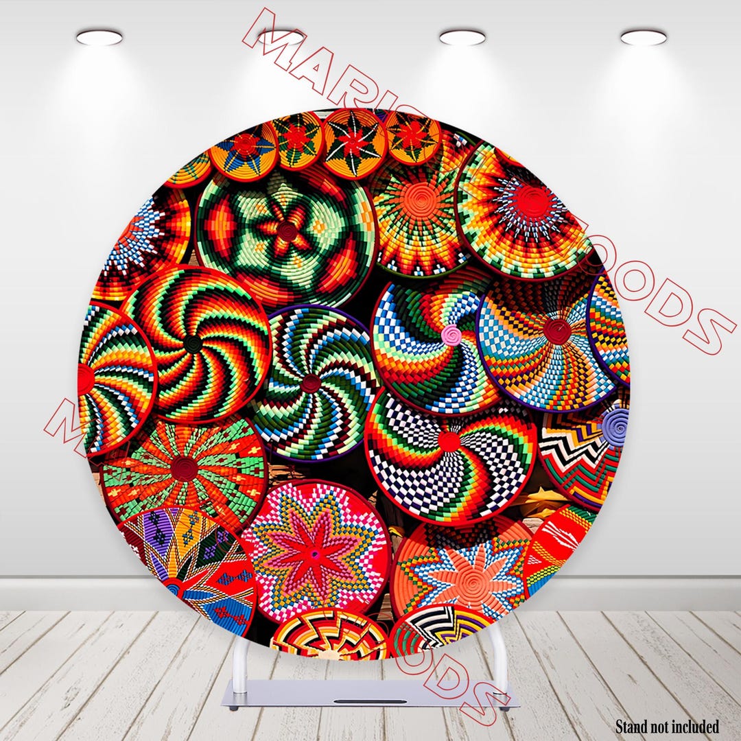 Traditional Ethiopian Floral Pattern Round Backdrop Cover Mexican Party ...