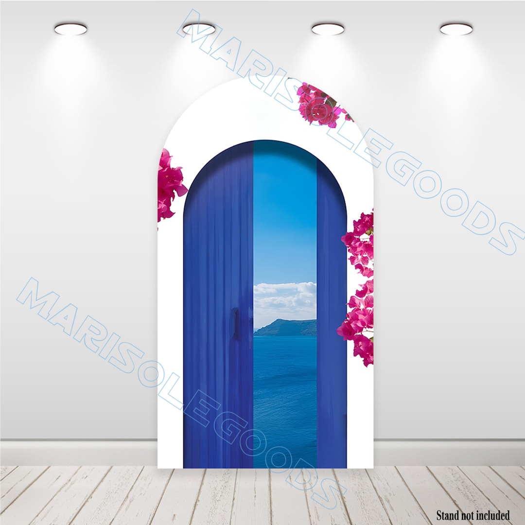 Blue Door Backdrop Arch Covers Birthday Party Mamma Mia Door Double ...