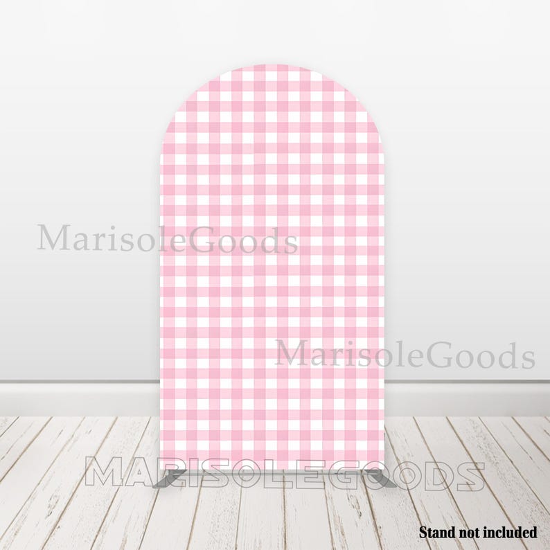 Pink Farm Photo Backdrop Arch Covers Cow Pink Checkered Baby Shower ...