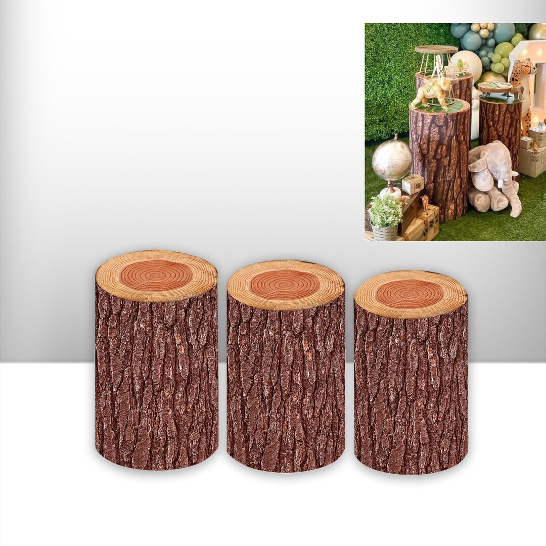 Wood Texture Cylinder Plinth Coverround Pedestal Jungle - Etsy