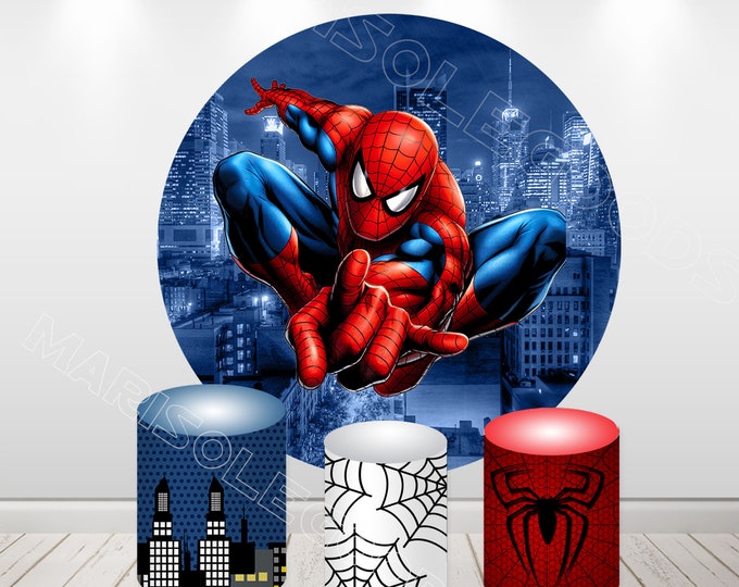 Spider Man Backdrop Cover, Party Props, Background Party Boy Polyester ...