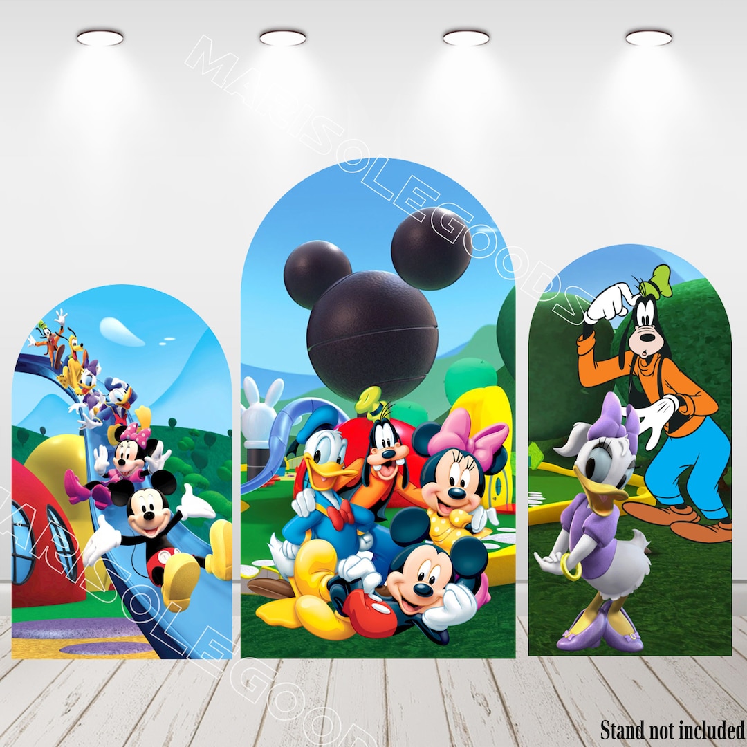 Mouse Clubhouse Arch Backdrop Kids Birthday Party Fabric Double-sided ...