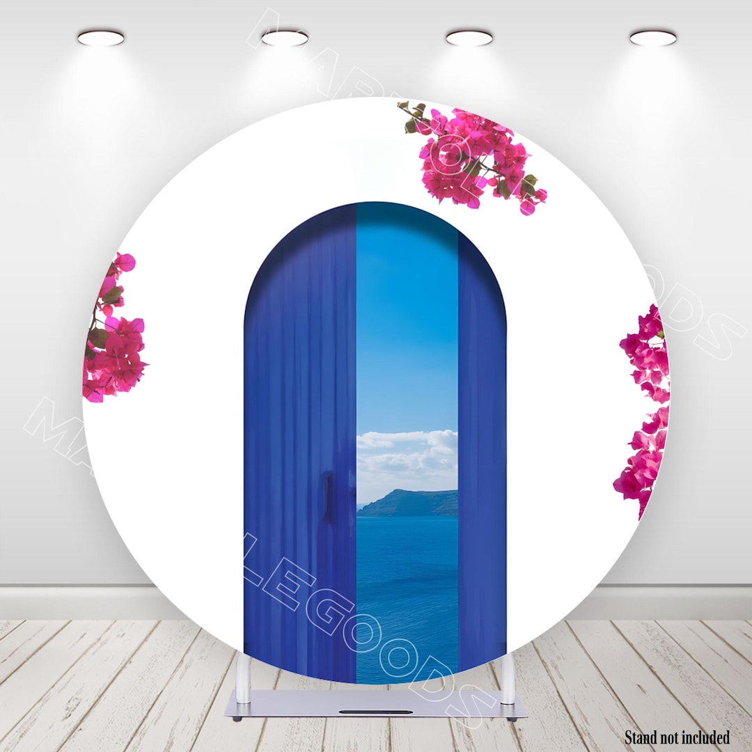 Blue Door Round Backdrop: Mamma Mia Party, Baby Shower - Etsy