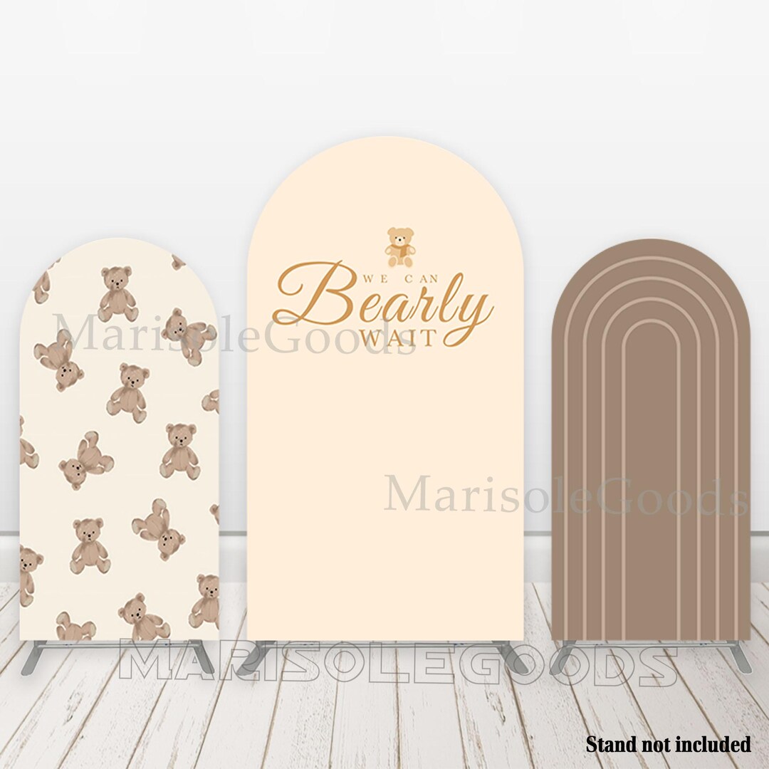 We Can Bearly Wait Arch Photo Backdrop Baby Shower Brown Teddy Bear ...