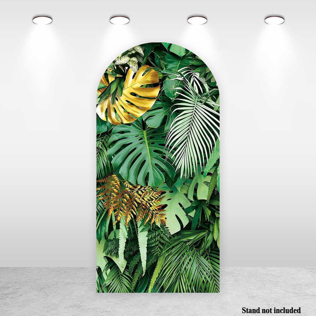 Tropical Green Leaves Arch Cover Backdrop Gold and Green - Etsy