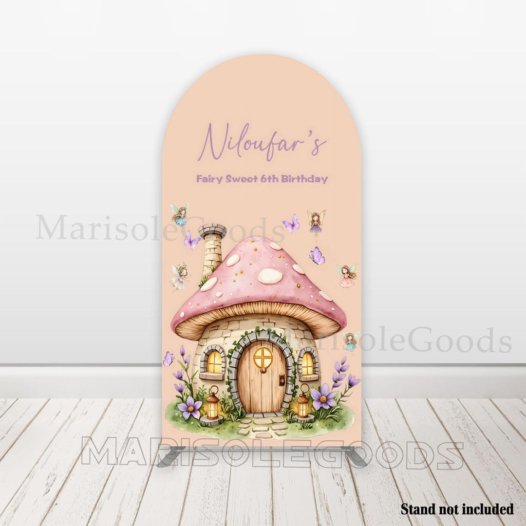 Mushroom House Arch Cover Fairy Sweet Birthday Photo Backdrop Double ...
