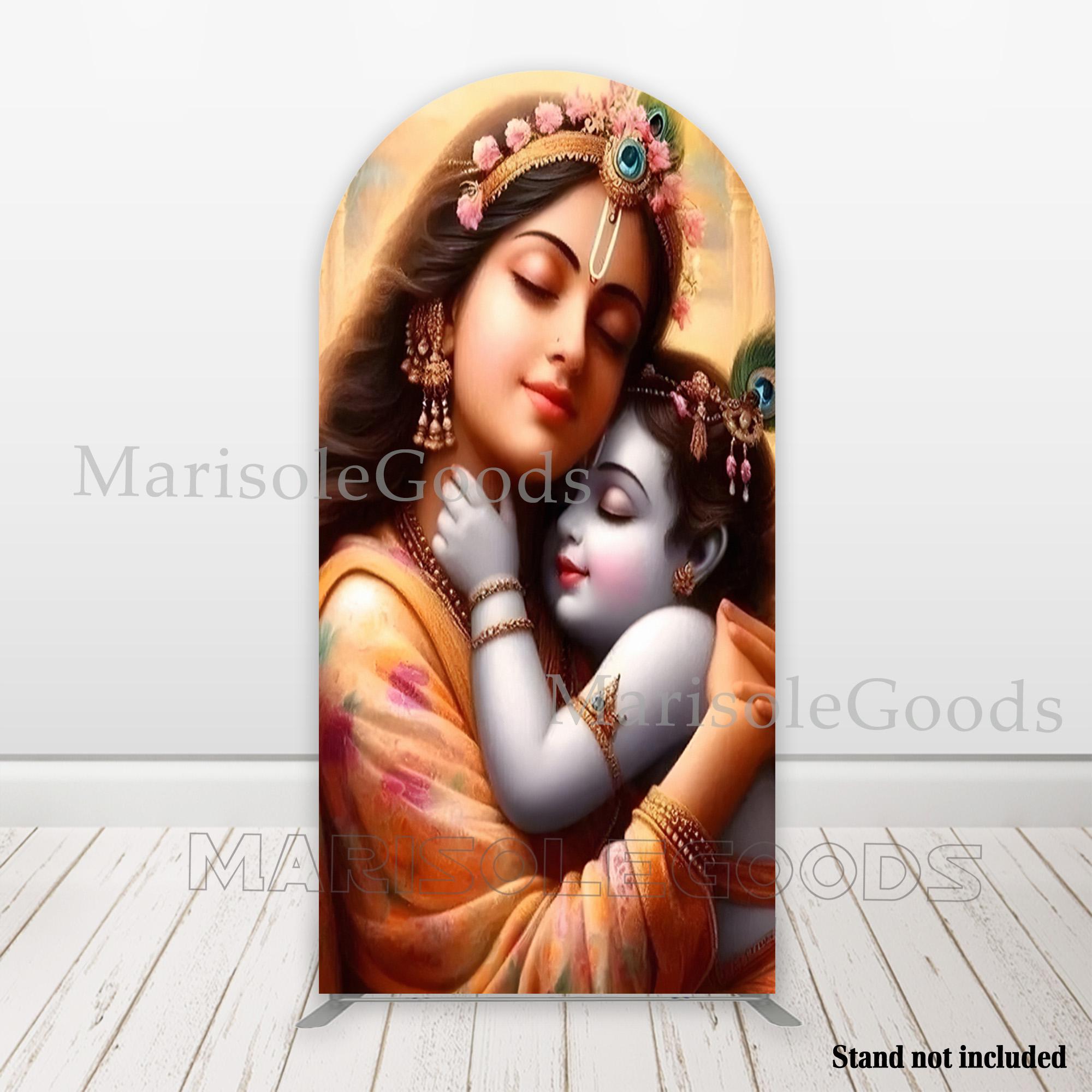 Krishna Theme Arch Backdrop Covers Baby Shower Double-sided Fabric ...