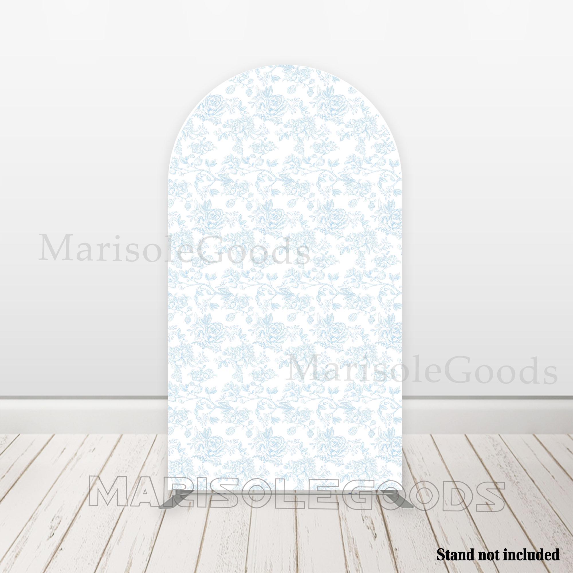 Blue Floral Arch Backdrop Cover, God Bless Baby Shower - Etsy