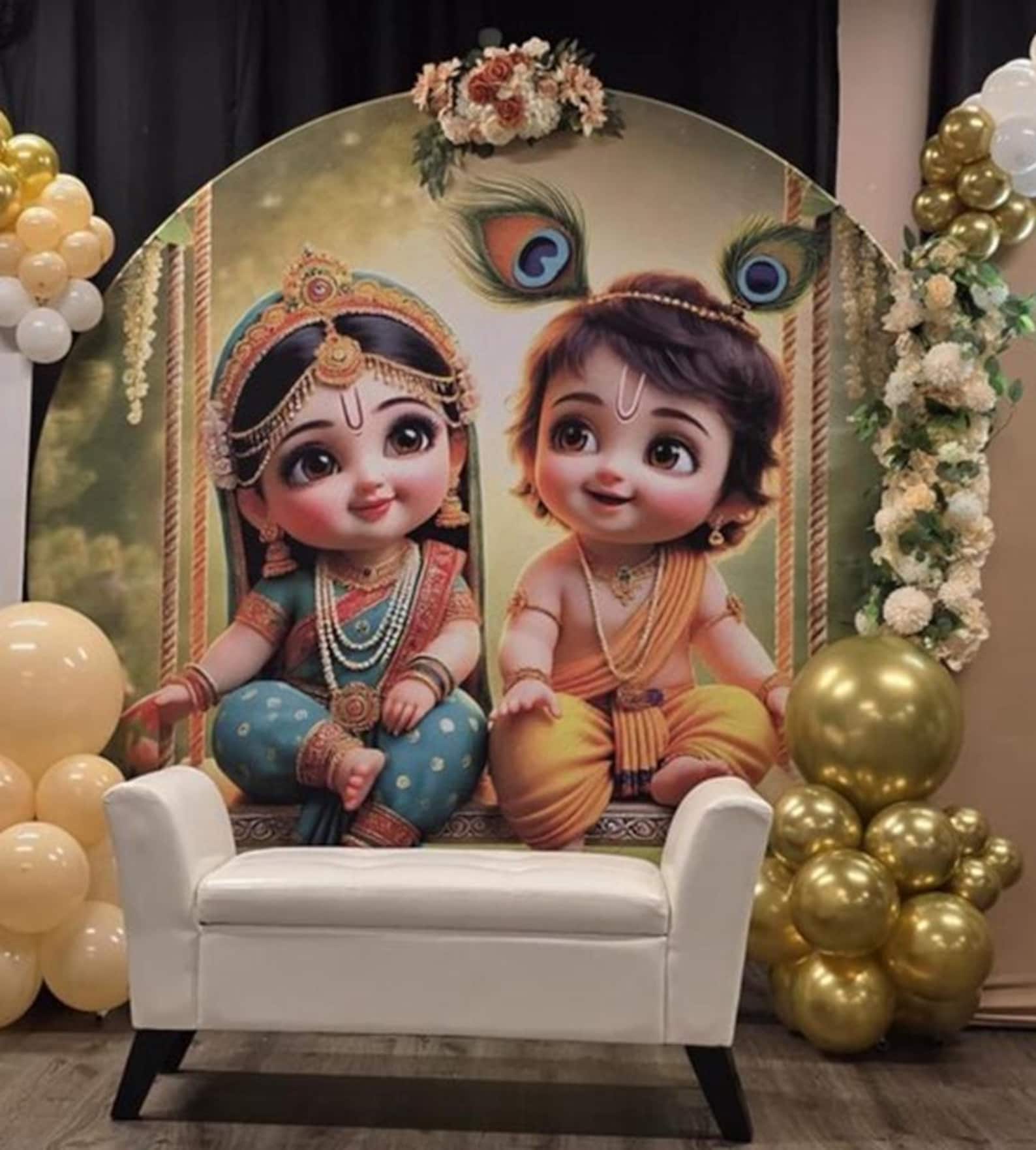 Krishna Theme Round Backdrop, Baby Shower Birthday Party Decor - Etsy