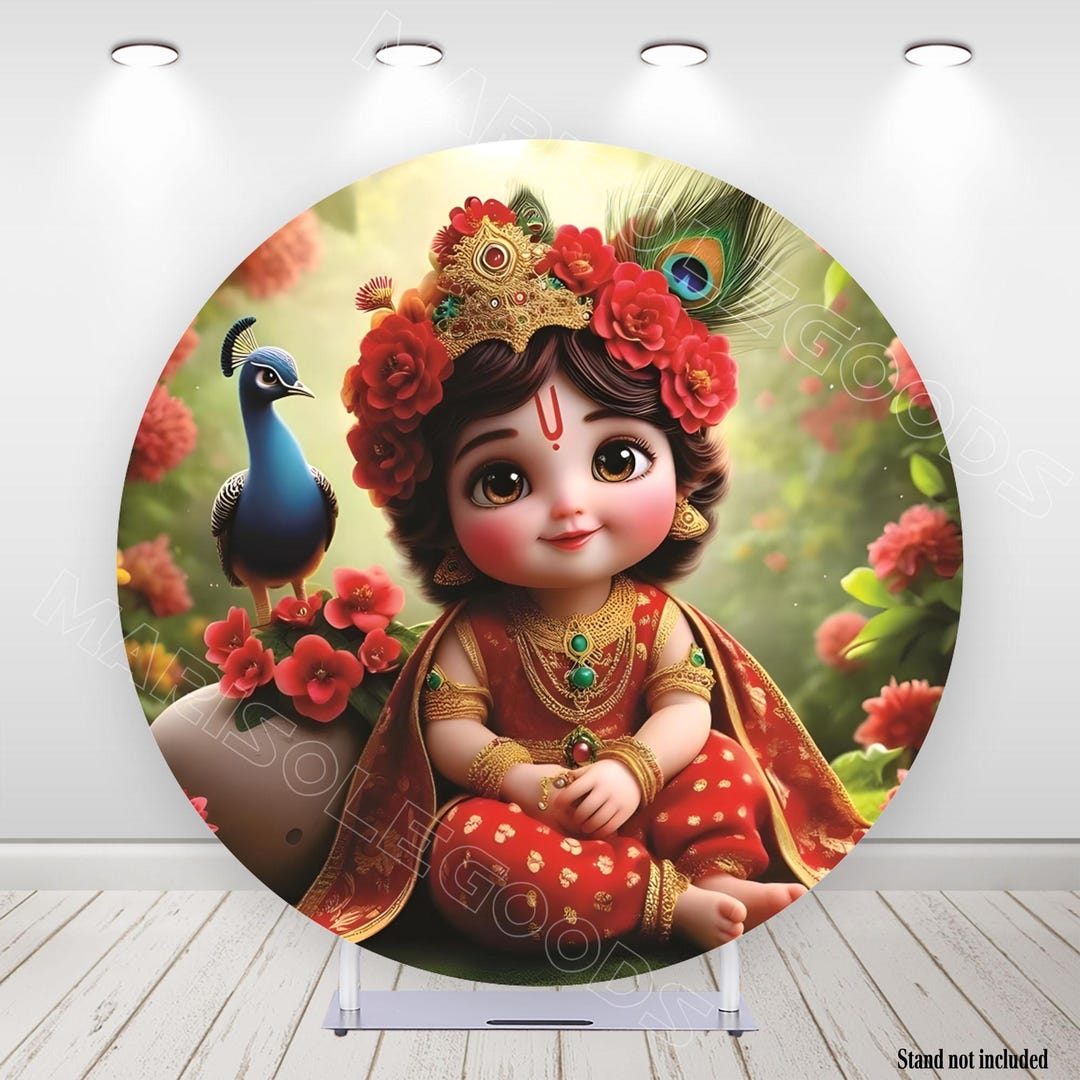 Krishna Round Backdrop Covers Baby Shower Decoration Birthday Party ...