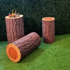 Wood Texture Cylinder Plinth Cover,round Pedestal Jungle Safari Elastic ...