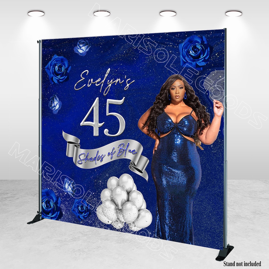 Shades of Blue Birthday Backdrop, Custom Photo, 40th 50th 60th - Etsy