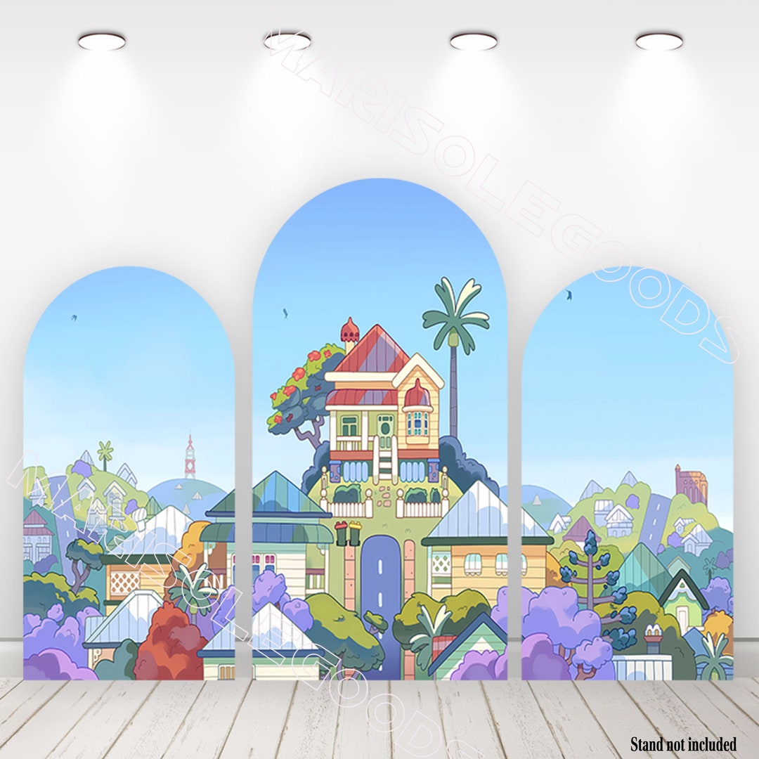 Blue Dog House Arch Backdrop Birthday Party Fabric Chiara Photo ...