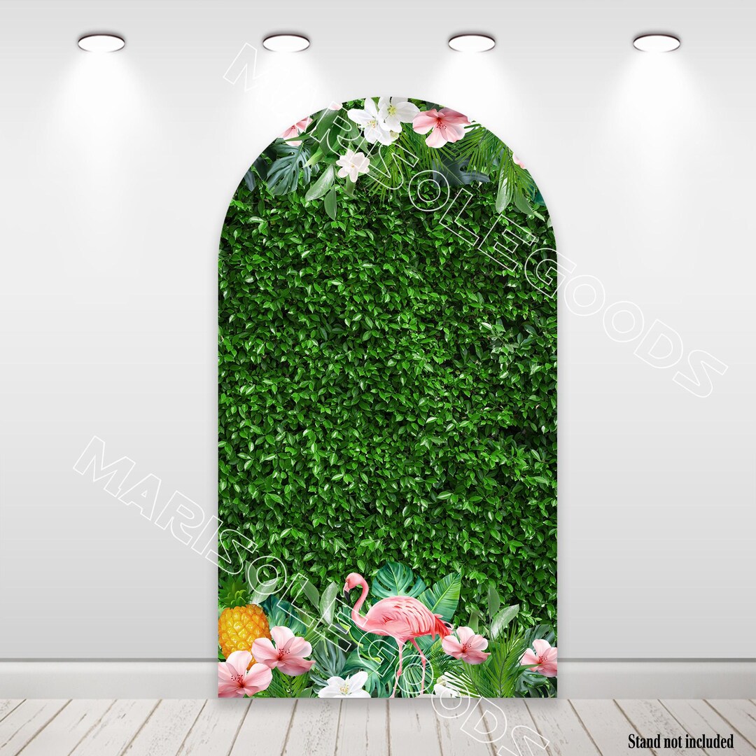 Aloha Arch Backdrop Covers Green Leaves Birthday Double-sided Chiara ...