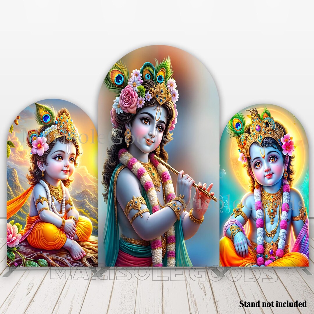 Krishna Theme Fabric Arch Backdrop Covers Party Decor Chiara Background ...