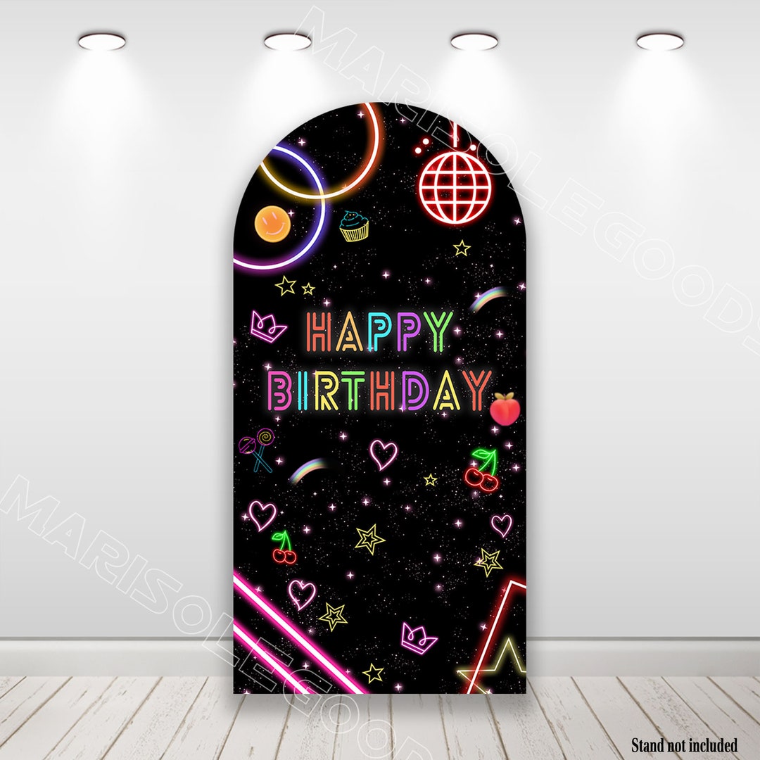 Neon Birthday Backdrop Cover, Fabric Arch - Etsy
