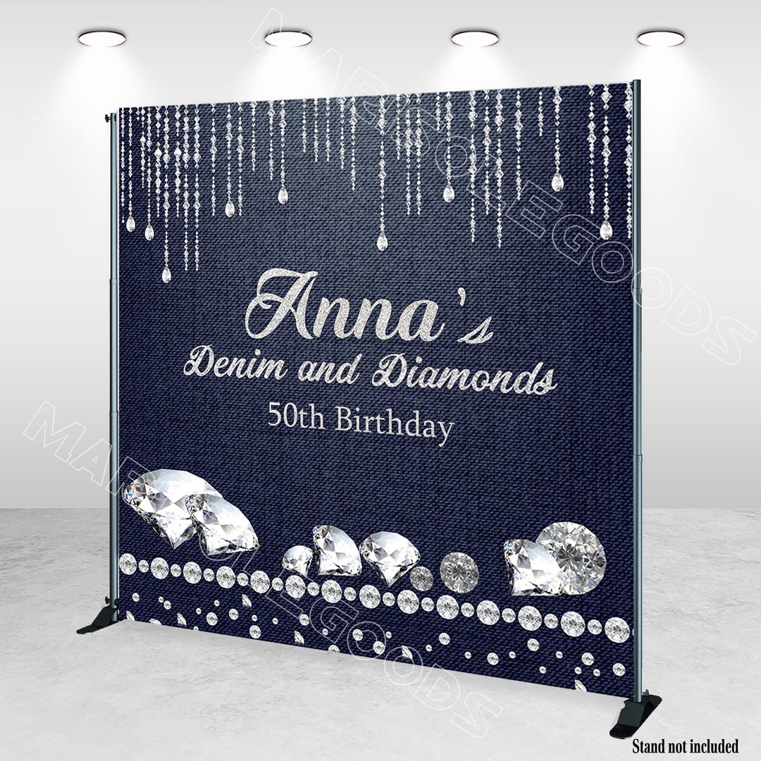 Denim and Diamonds Photo Backdrop 30th 40th 50th 60th Birthday Party ...