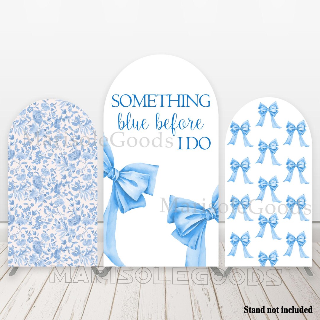 Something Blue Bridal Shower Arch Cover: Blue Bow Fabric Photo Backdrop ...