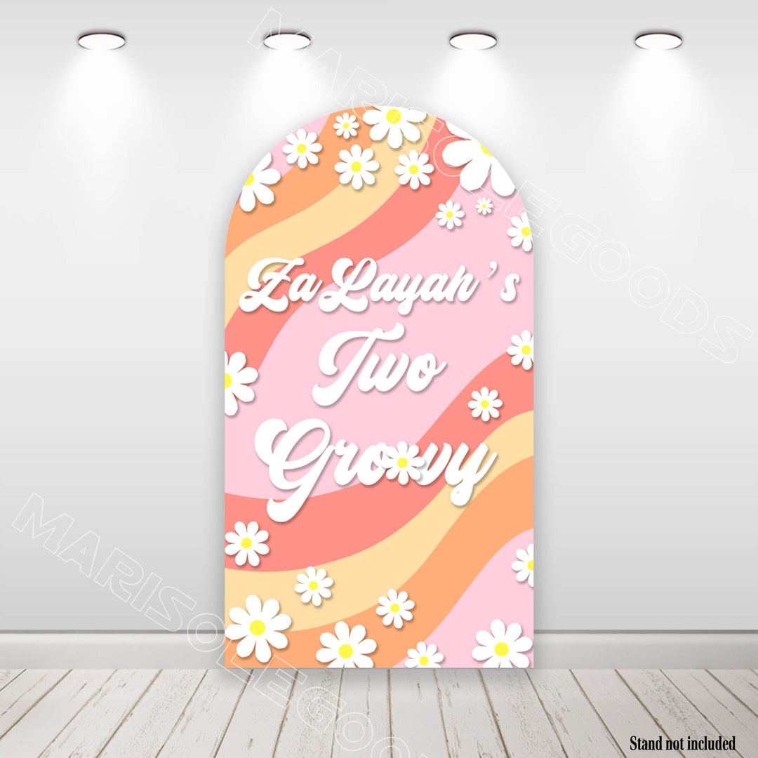 Two Groovy Arch Backdrop Cover Daisy Flowers Birthday Party Photo ...