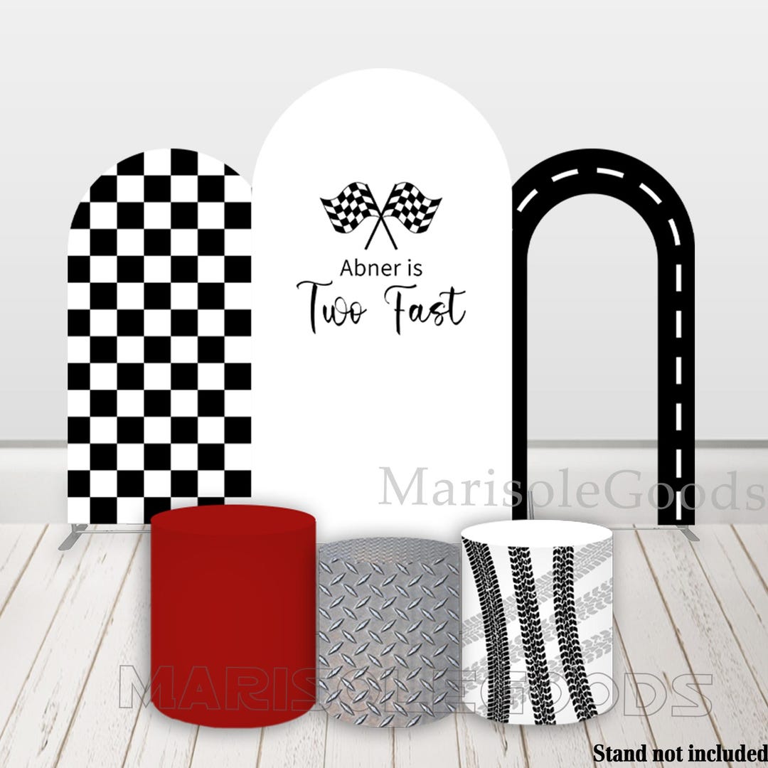 Racing Car Two Fast Arch Backdrop Cover Fast One Birthday Party Photo ...