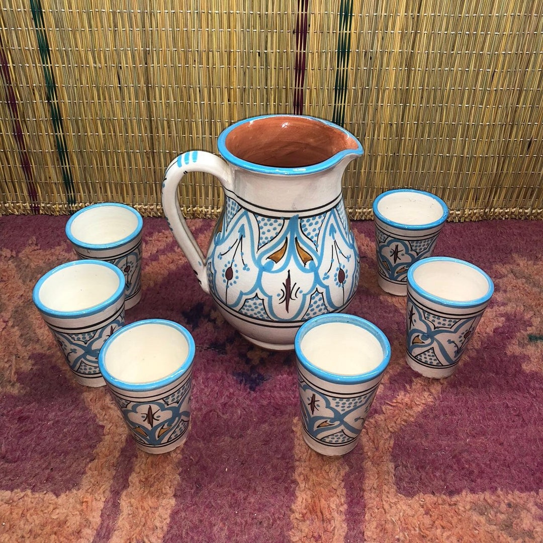 Handmade and Hand-painted Moroccan Pottery Pitcher, Ceramic Pitcher ...
