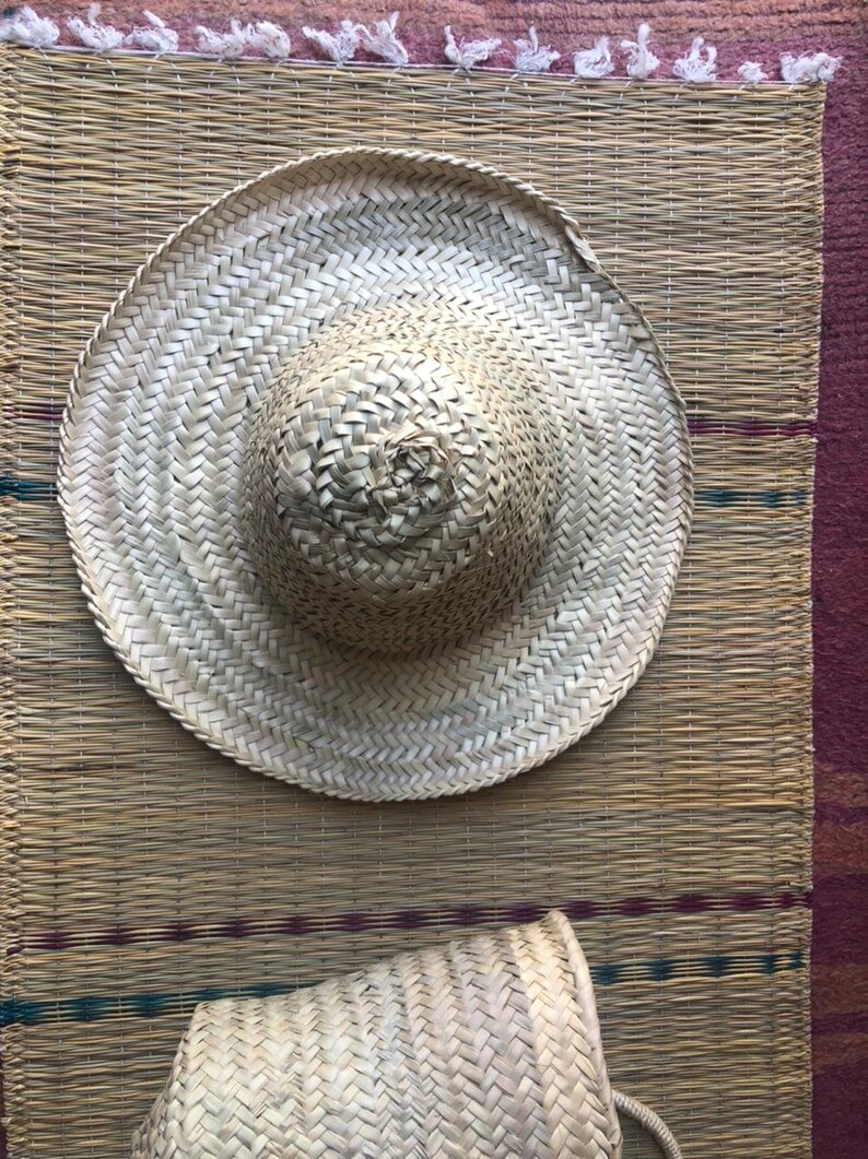 Handmade Straw Beach Pack moroccan Straw Rug, Straw Hat, and Straw Bag ...