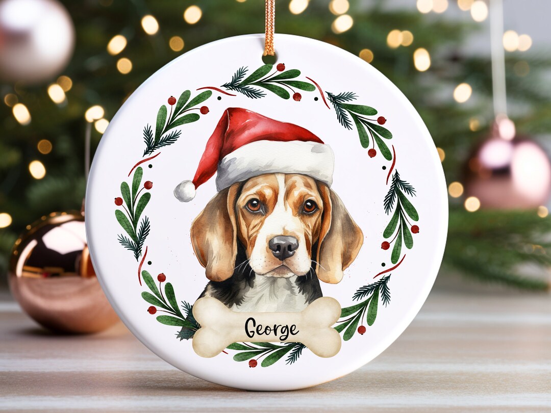 Beagle Christmas Ornament, Personalized Dog Christmas Ornament ...