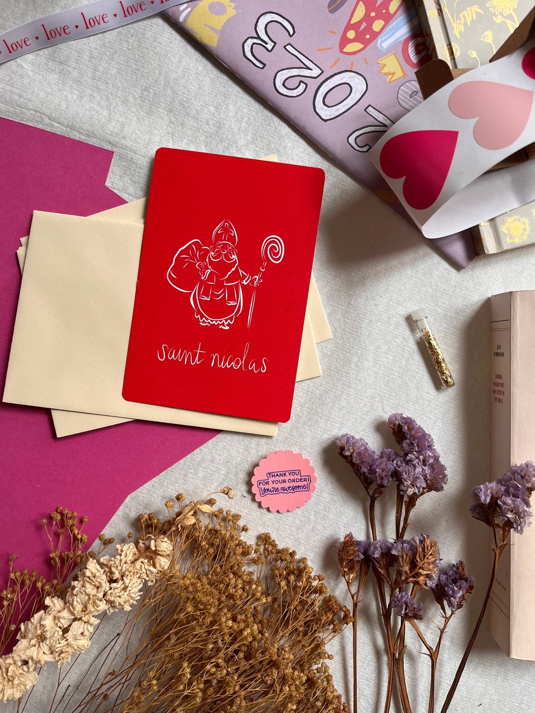 Handmade and Calligraphed Saint Nicholas / Sinterklaas Postcard - Etsy UK